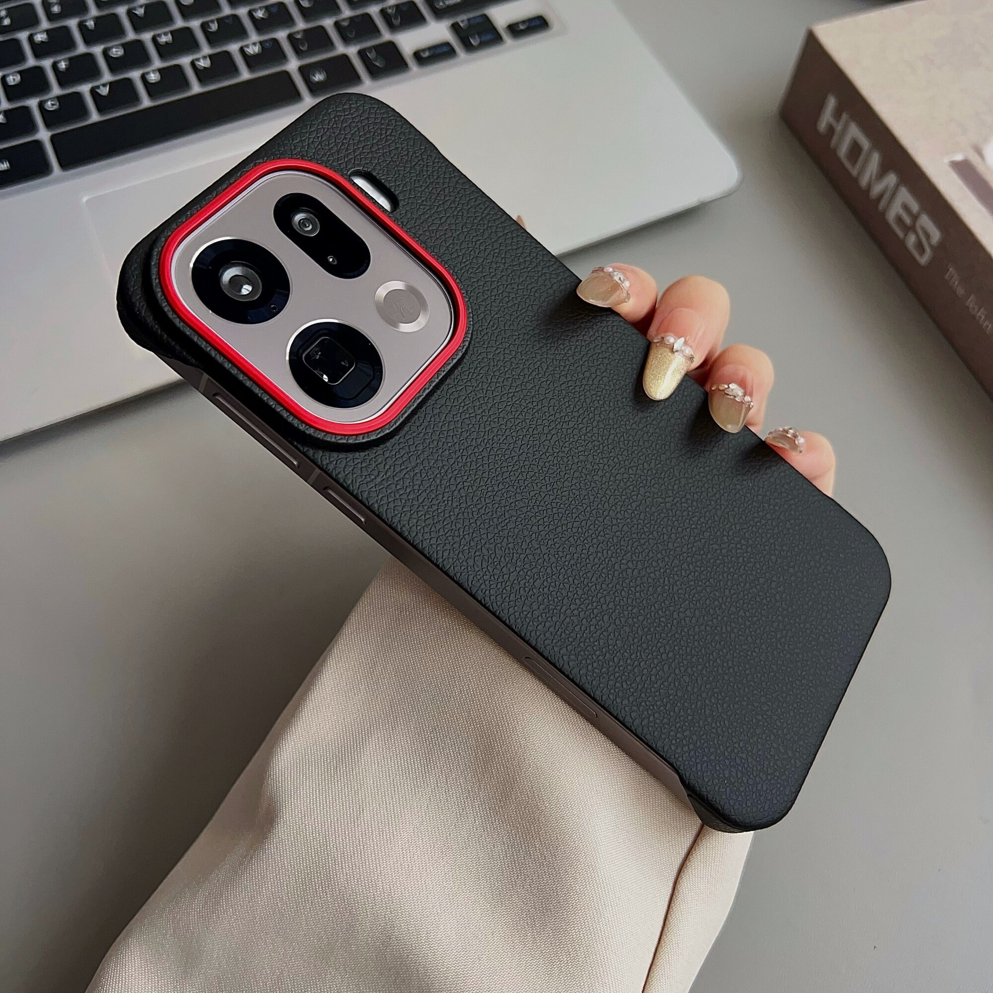 Чехол Для OPPO Find X9 Pro/Оппо Финд X9 Про, soft touch, чехол-кардиомонитор, искусственная кожа, поликарбонат (PC), защита камеры, ударопрочный, усиленные углы, OPPO, OPPO Find X9 Pro, black,