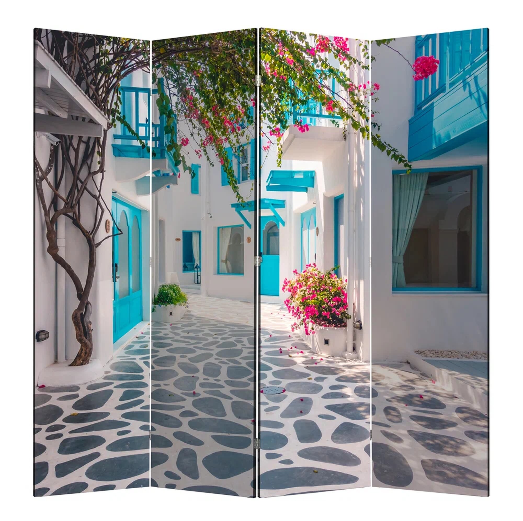 ПВХ ширма перегородка для зонирования Миконос - 4, размер 177х188/47 см