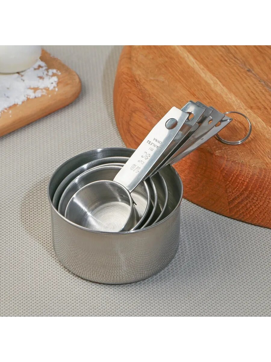 Мерные ложки набор металлических 5 шт 30/60/80/125/250 мл