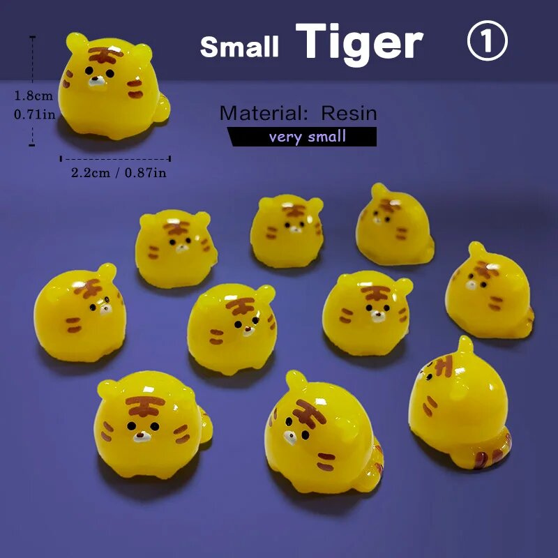 Миниатюрные фигурки животных из смолы (10 шт.) Желтый, 10pcs Fat Tiger