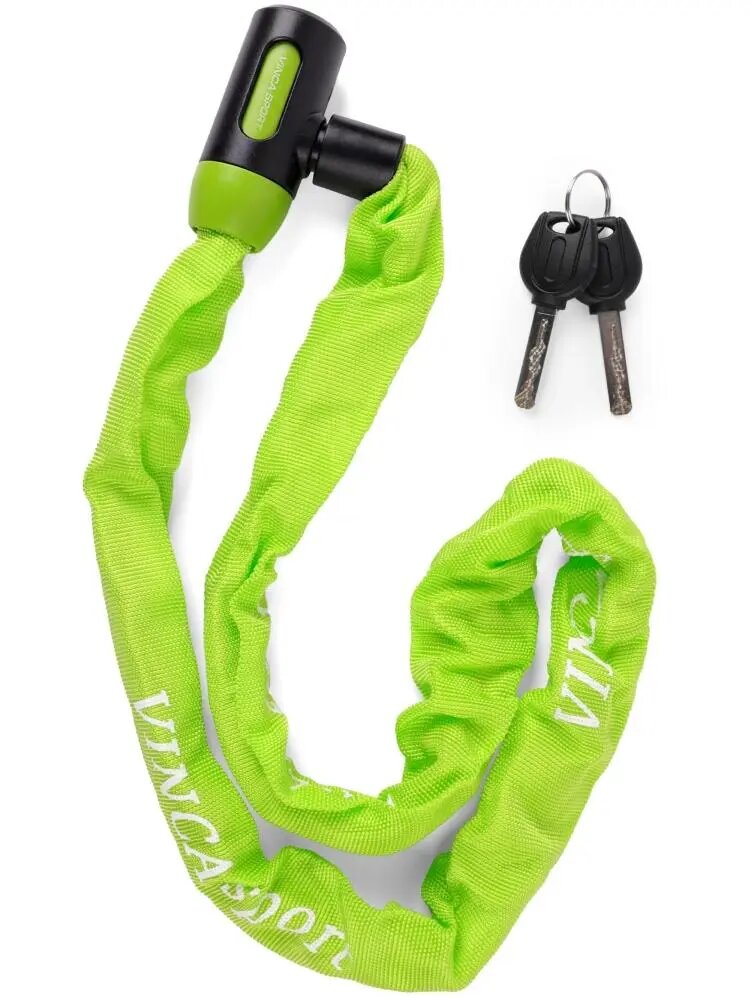 Велозамок Vinca Sport, цепь 6x1000мм, зеленая оплетка