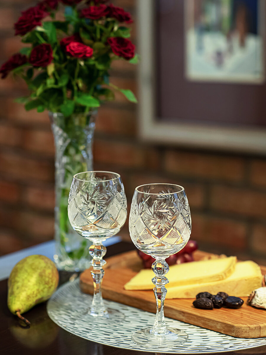 Хрустальные бокалы для вина 230 мл, фужеры набор 2 шт, Неман