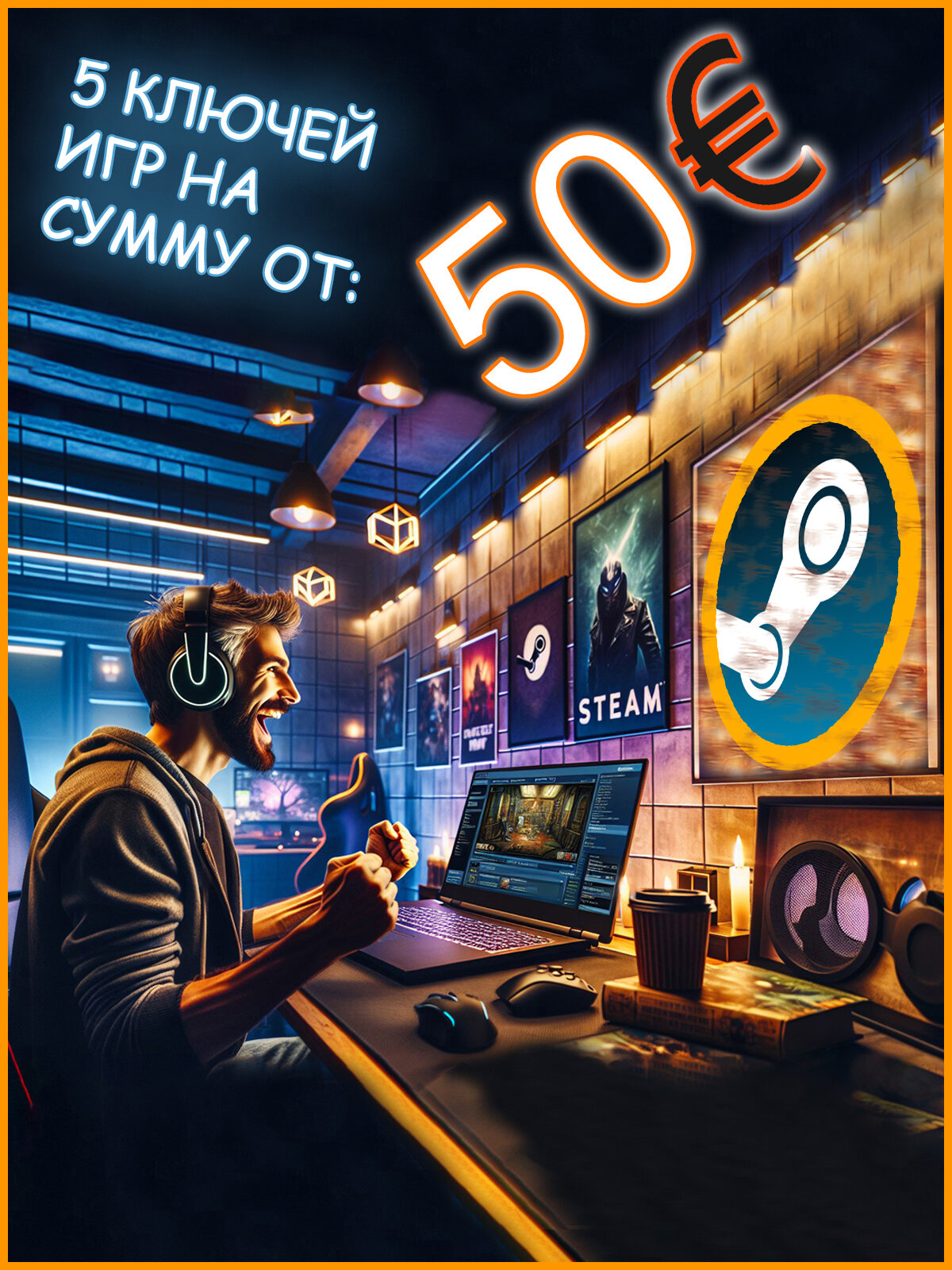 Steam 5 Ключей ПК Игр на сумму от 50 евро / Окупаемость / РФ+весь МИР(Global) / Стим Game Key PC