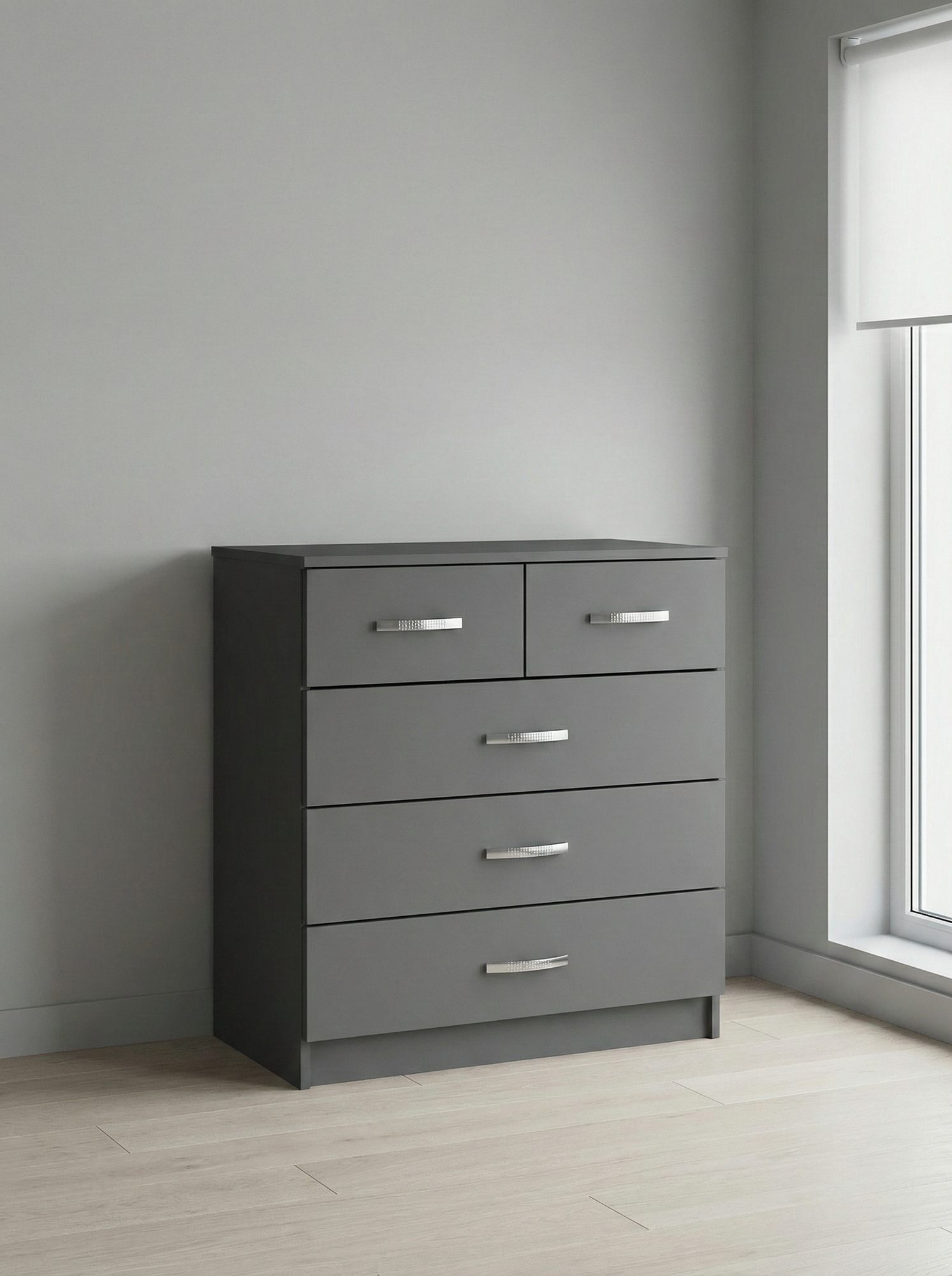 Комод Капри-12 с 5 ящиками и 5 ручками, ШхГхВ: 81х43х83 см, графит