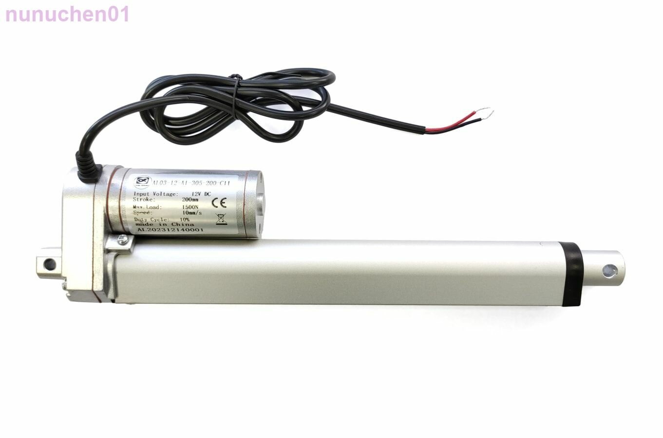 Линейный привод (актуатор) 12 В, длина хода 200 мм, 10 мм/с до 150 кг (1500N)