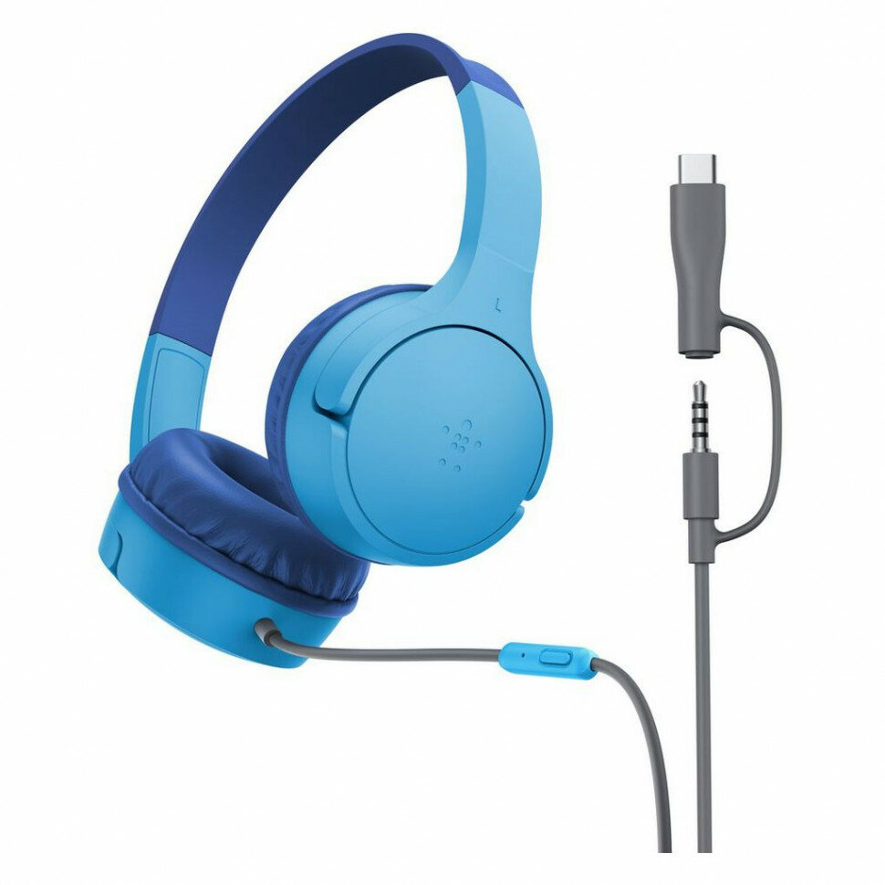 Детские проводные наушники Belkin SoundForm Mini Wired On-Ear Headphones for Kids (AUD010hqBL) Blue