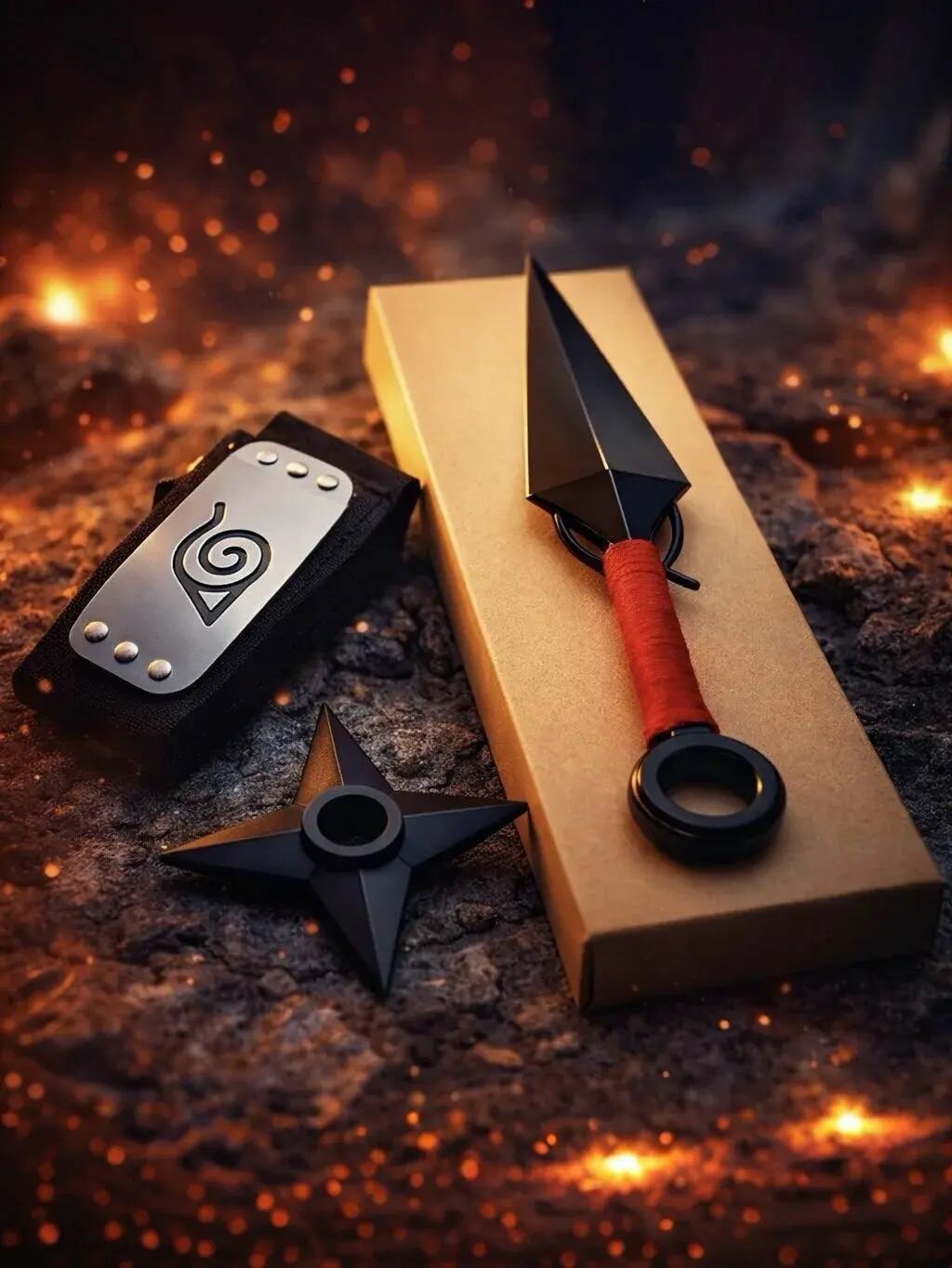 Набор пластиковый нож кунай + сюрикен + повязка, Подарок/Косплей/Игрушечное оружие