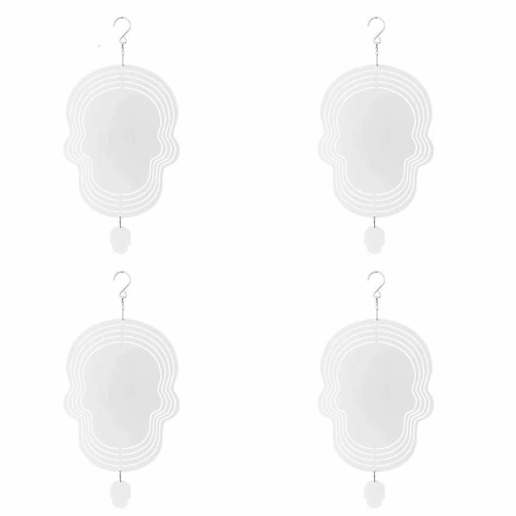 1 комплект из 4 двухсторонних сублимационных колокольчиков, декоративная подвеска-череп