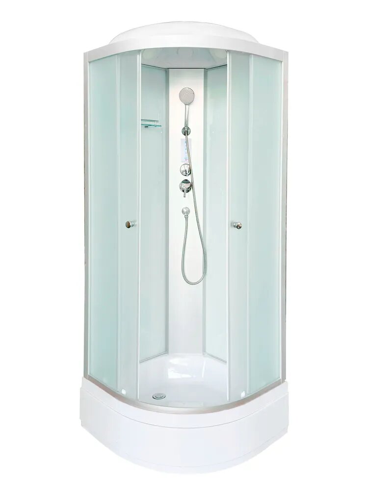 Душевая кабина DTO с крышей, средним поддоном и электрикой, матовое стекло, 100х100х215 см, серия LM