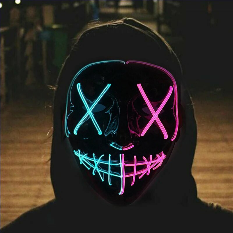 Светящаяся маска лисы GZYUCHAO EL Черный, Design-3