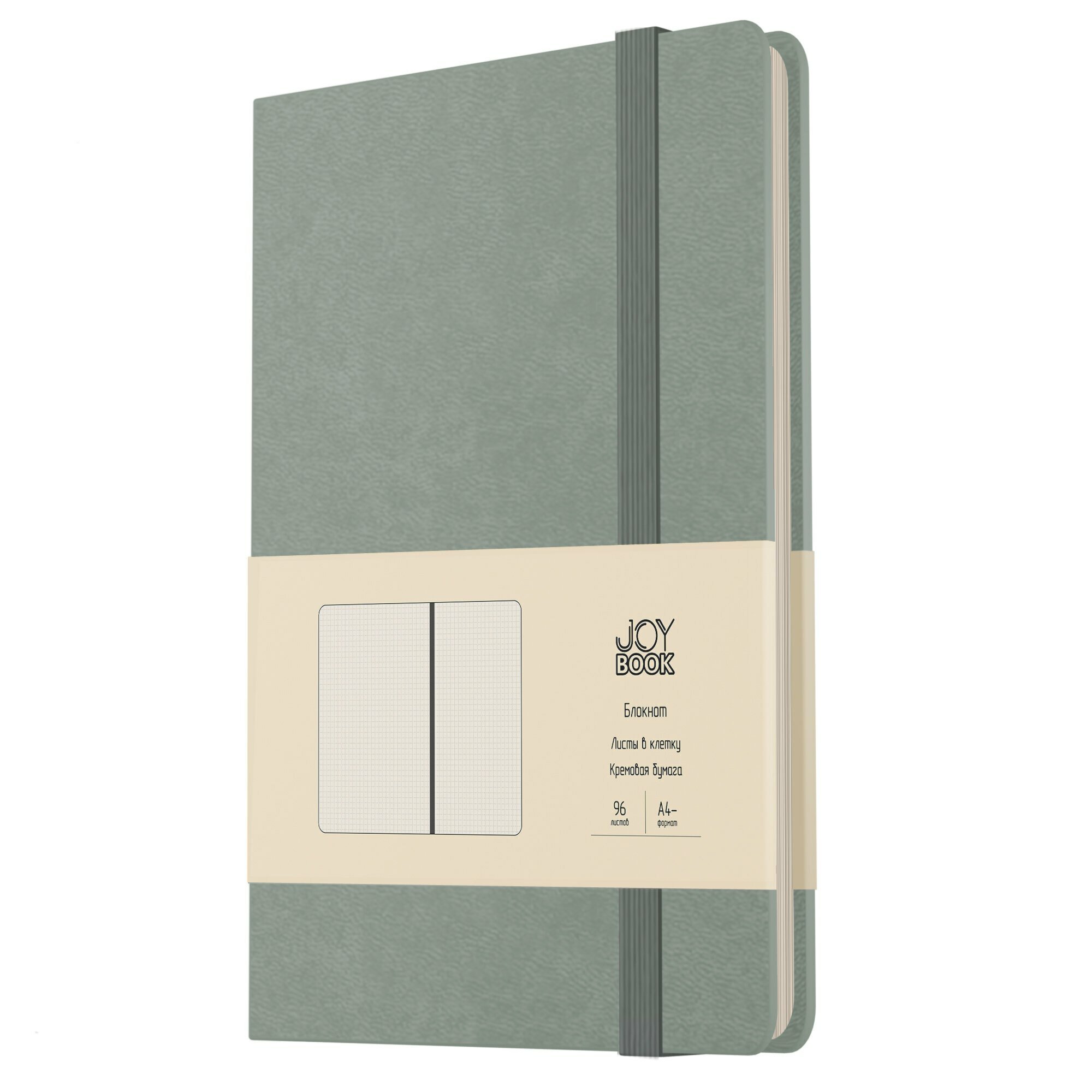 Книга для записей А4- 96л кл. "Joy Book. Мятное мороженое" иск. кожа, тонир. блок, скругл. углы, ляссе, резинка