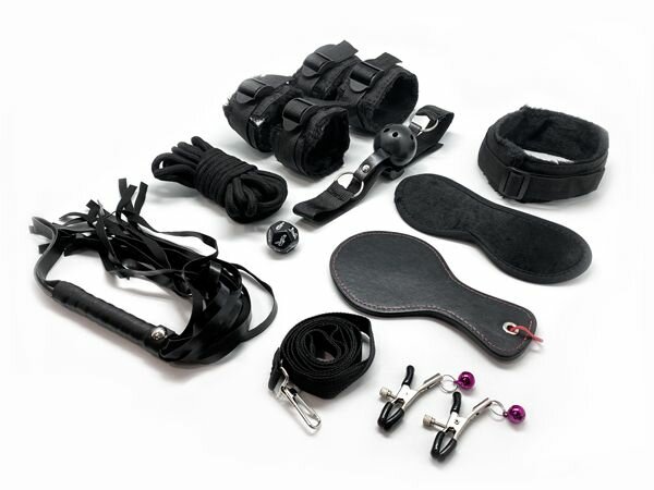 БДСМ-набор Fury Black BDSM Kit, 10 предметов, черный