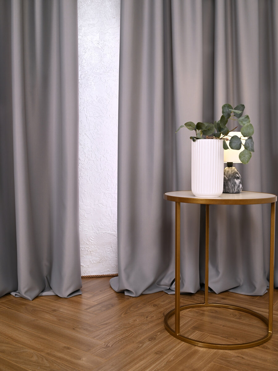 Шторы блэкаут 90% серый 600х305см, 2 полотна, (каждое 300х305 см), шторная лента 6 см Erika Home (Evrika Home)