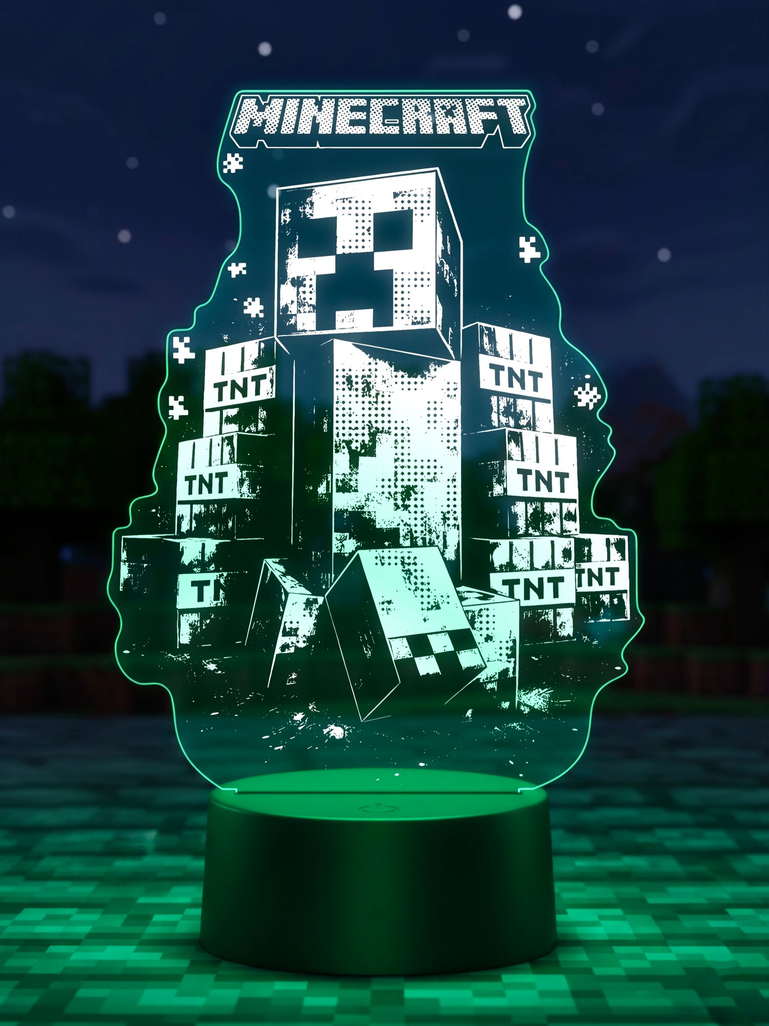 Ночник Игра Майнкрафт, Крипер - Minecraft, Creeper. Подарок геймеру — декор для игровой комнаты с символикой популярных игр, узнаваемыми персонажами и атмосферой киберспорта.