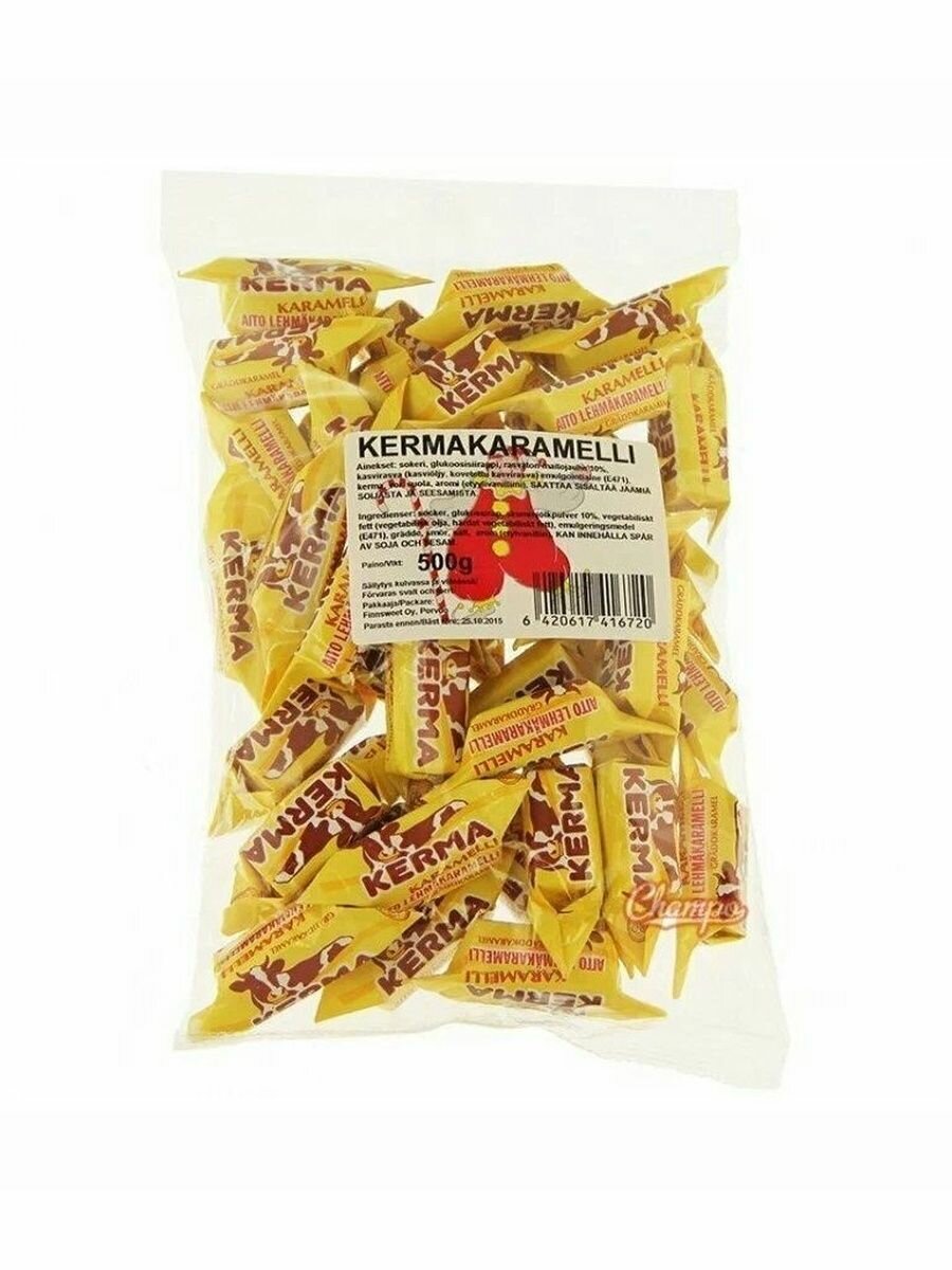 Конфеты Коровка молочная карамель KERMAKARAMELLI 500 г (из Финляндии).