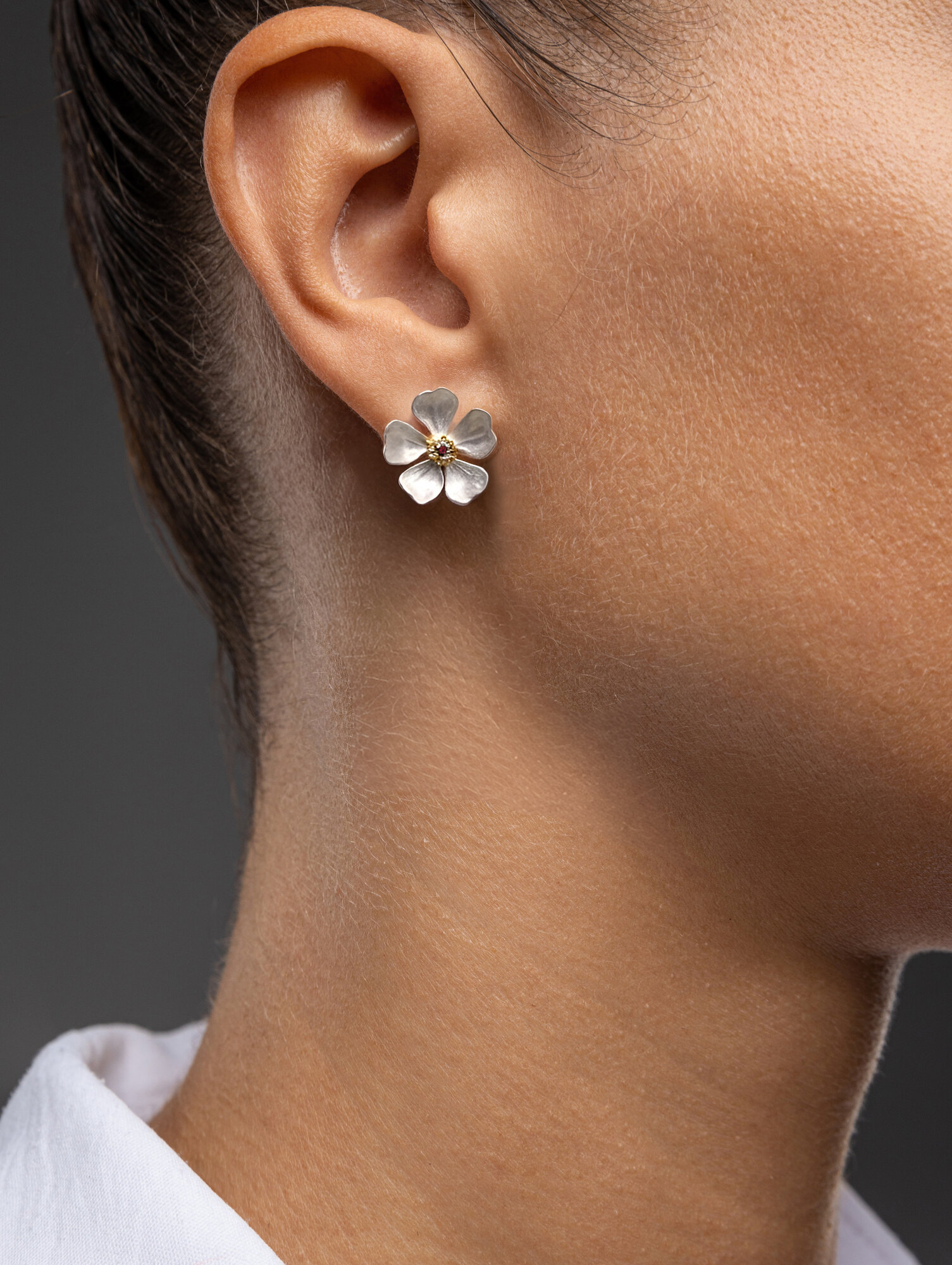 Серьги, серебро, 925 проба, серебрение, золочение, фианит