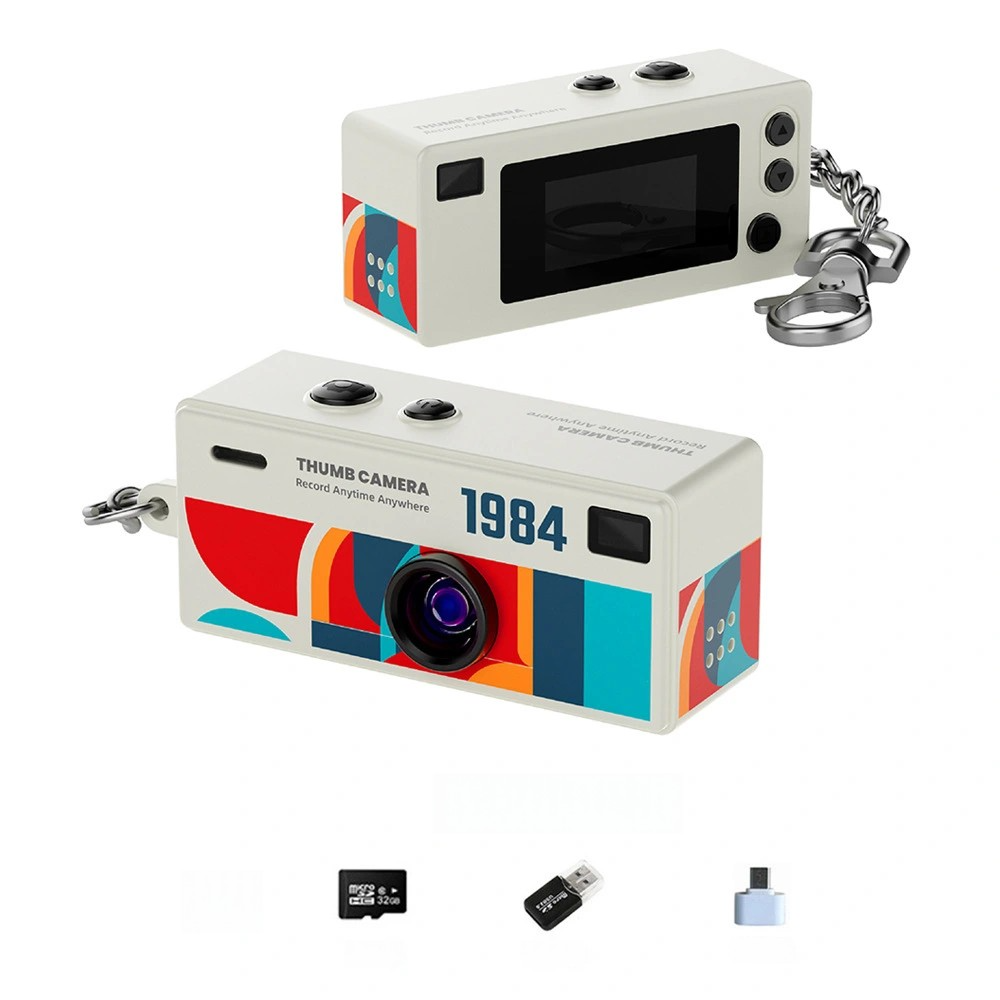 Мини-камера G6 Thumb Camera 1080P HD – Ключница-видеорегистратор с широкоугольным объективом 130°, ретро-дизайн（32GB）