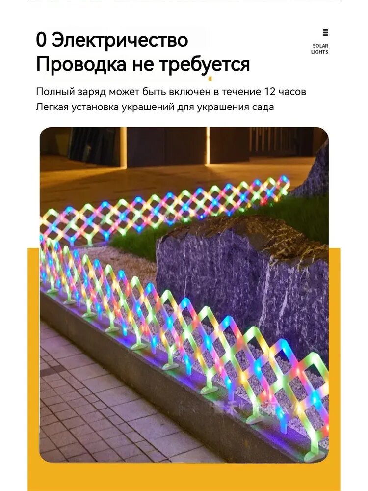 Светодиодный садовый бордюр светится ночью на солнечной энергии, 2.5м длина — фото 1