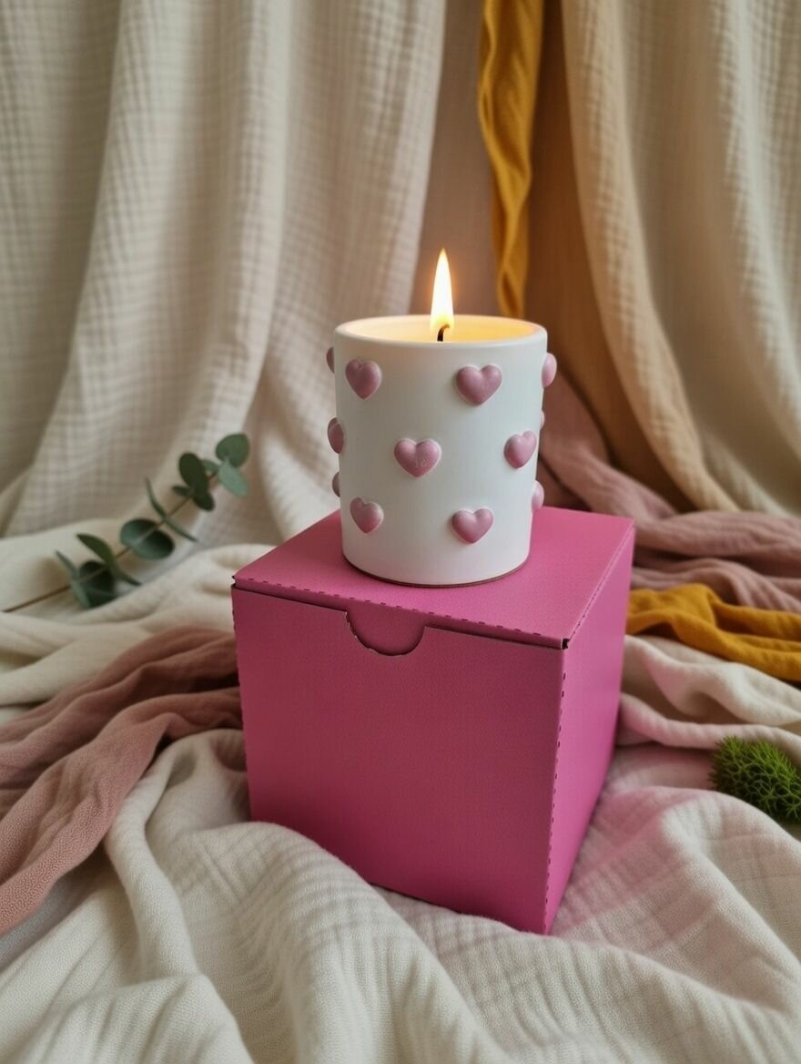 Свеча "Романтика", ручная работа, 100% соевый воск, натуральный аромат, в гипсовой форме