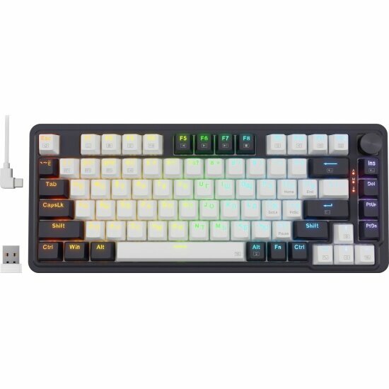 Клавиатура беспроводная Redragon Ucal Pro RU, RGB, белый/черный, BT+2.4G, гаскет