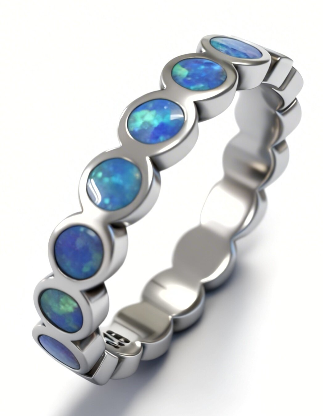 Кольцо, серебро, 925 проба, родирование, опал синтетический