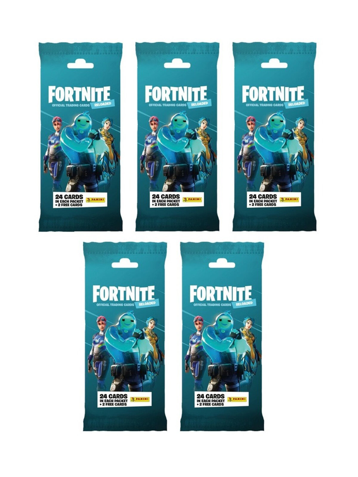 Карточки для коллекционирования Panini Fortnite: Reloaded, 5 пакетиков - 130 карточек