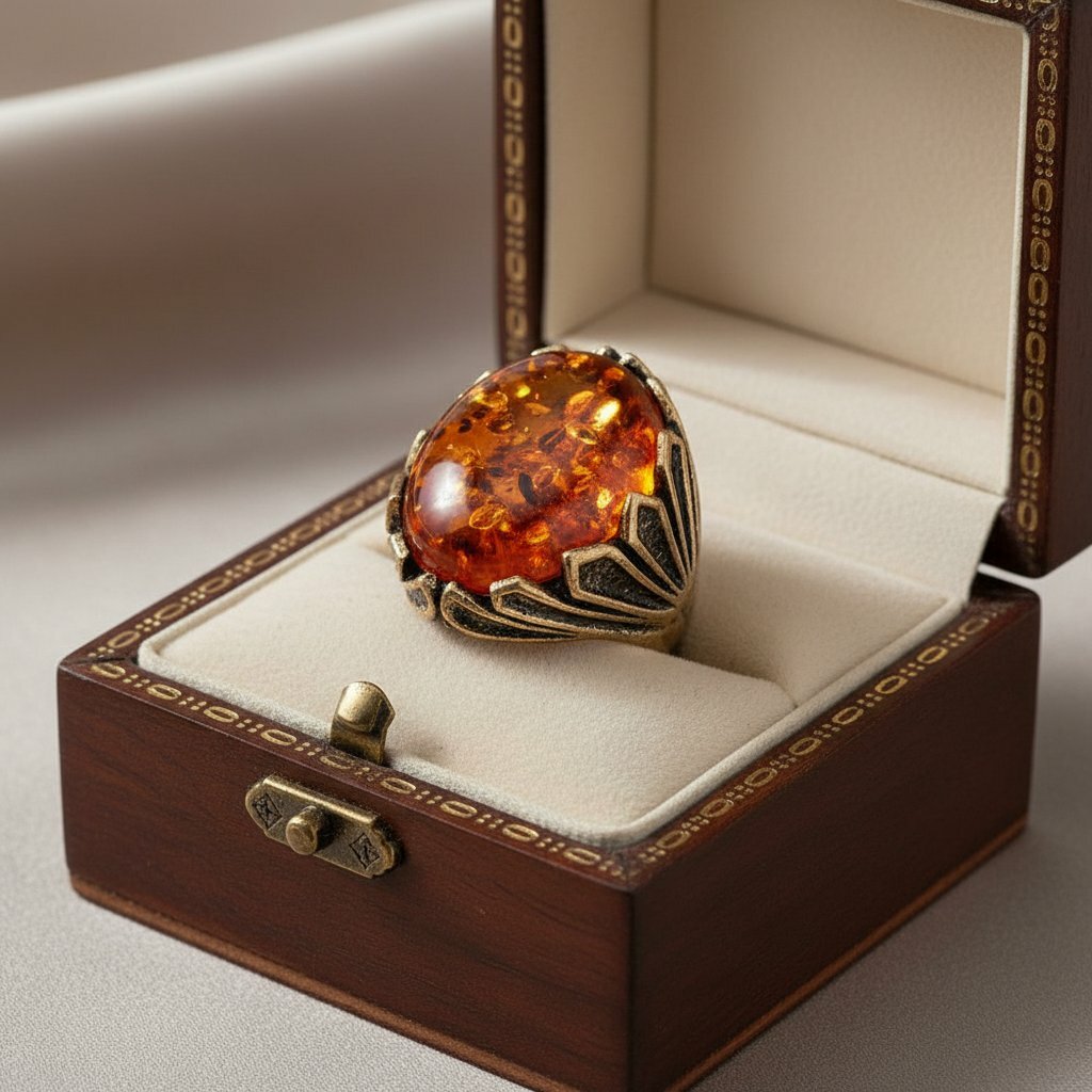 Кольцо, янтарь