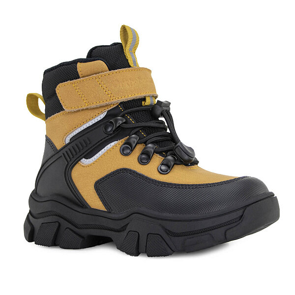 Обувь ортобум ортопедическая детская (ботинки утепленные) арт.81054-01 горчичный/черный р.33