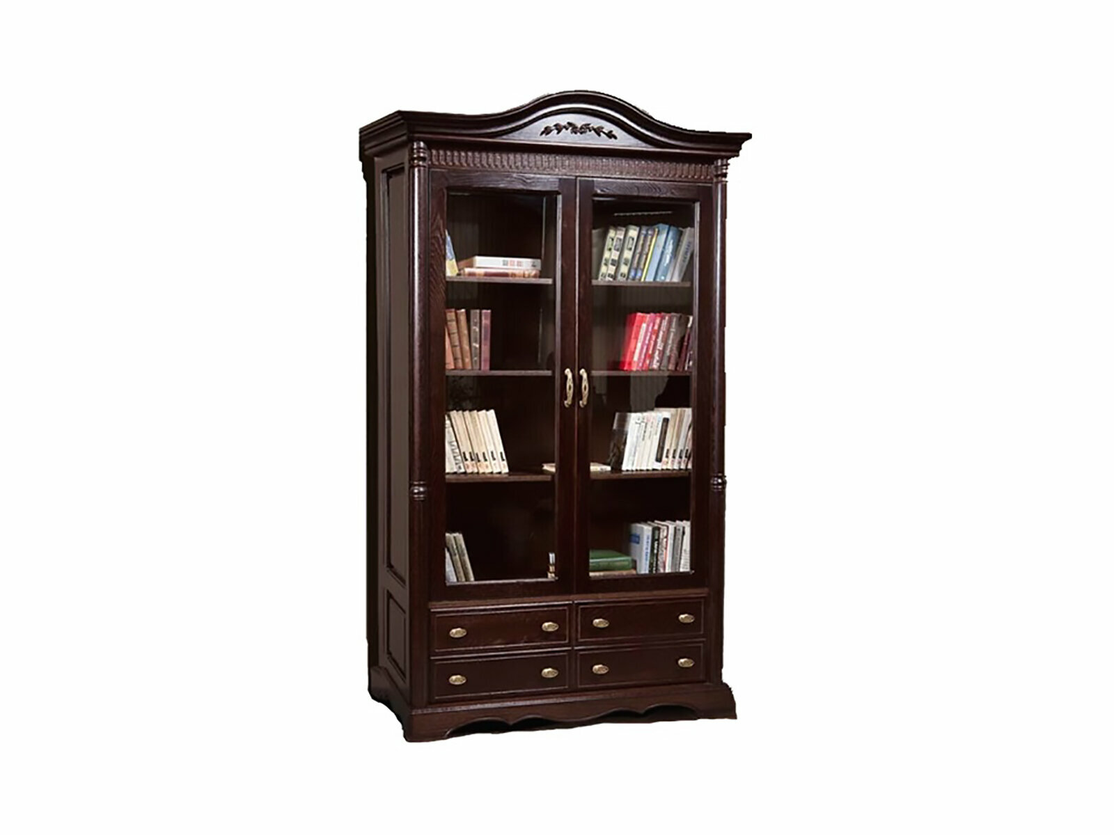 Шкаф-книжный распашной , Паола Premium 011 каштан 3, 2 дверки, 4 ящика.