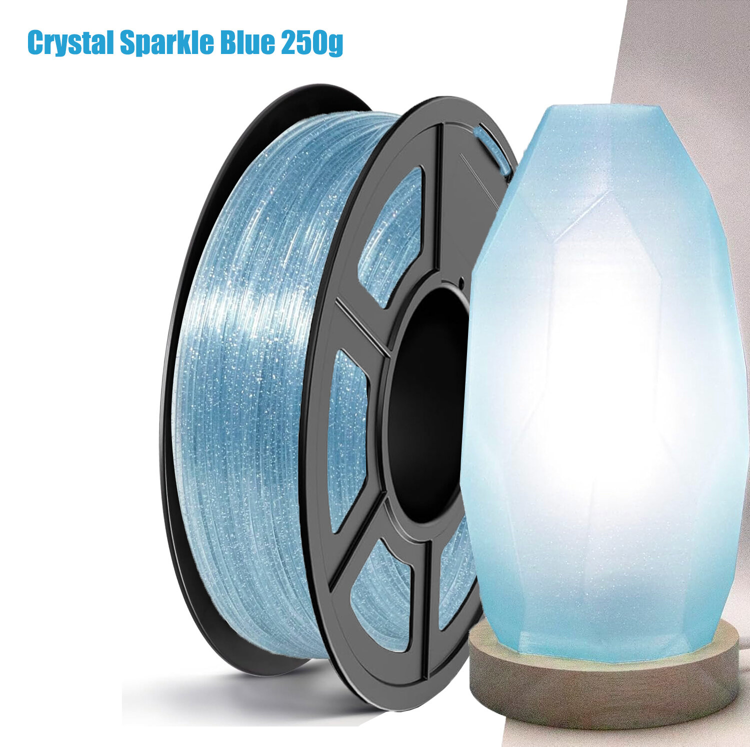 Прозрачный PLA-материал 1,75 мм, Crystal PLA, катушка 250 г/1 кг, точность размеров +/- 0,02 мм, подходит для большинства FDM 3D-принтеров