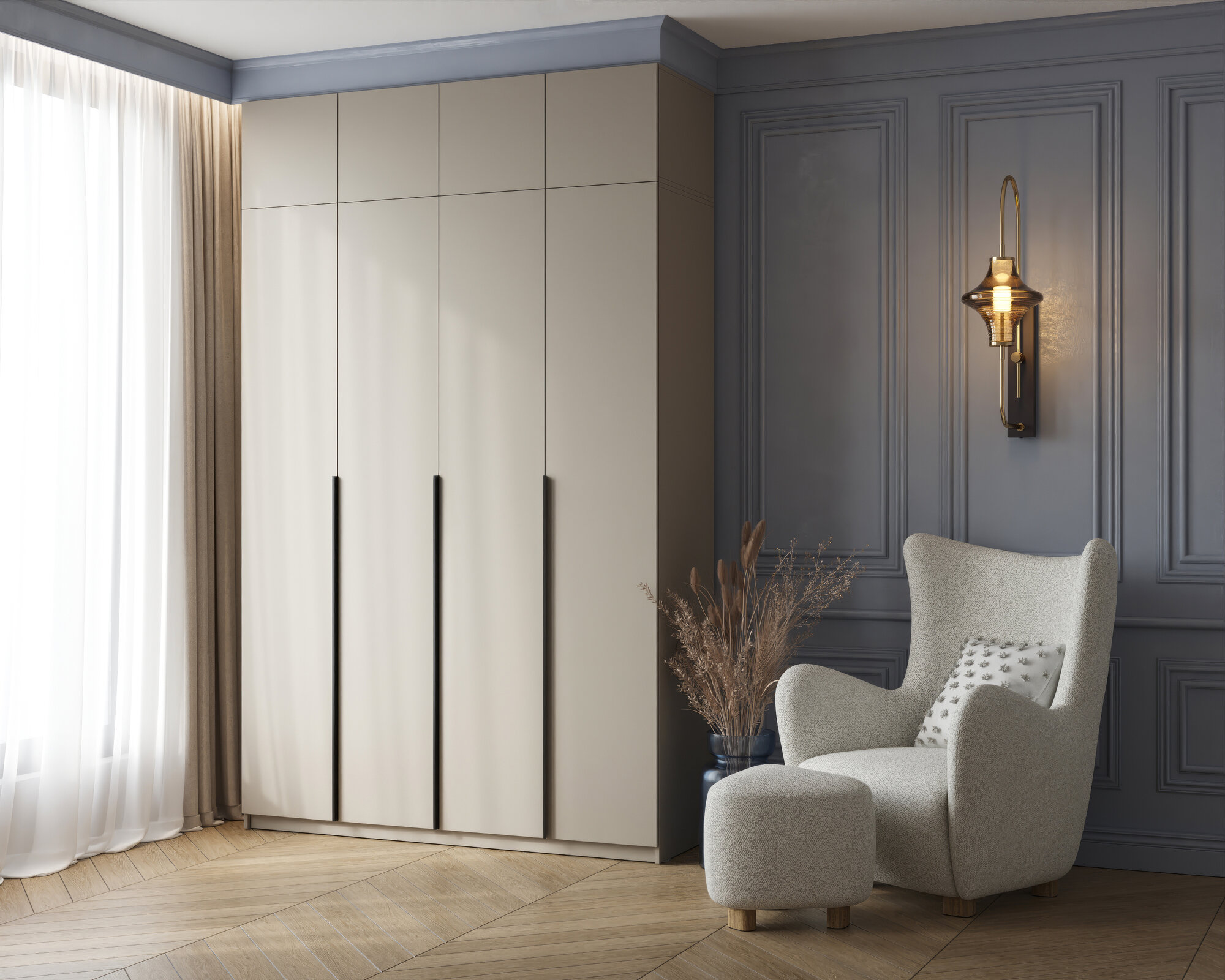 Шкаф Бруно 160 см с антресолью, кашемир