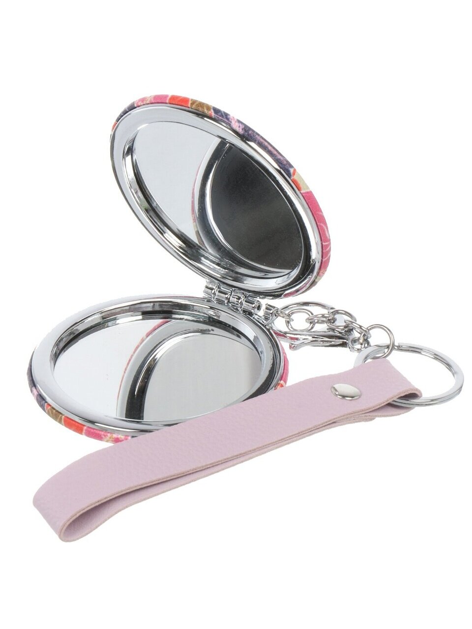 Зеркало карманное косметическое складное с увеличением, круглое металлическое 7 см, разноцветное для макияжа A070021