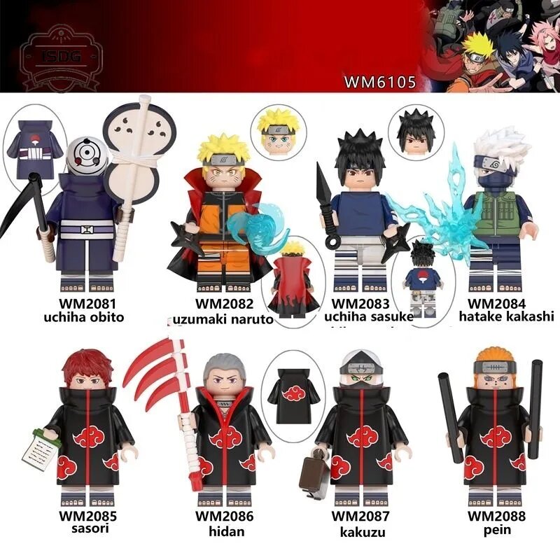Набор из фигурок Конструктор Миницигулы , аниме Наруто (Naruto) 8шт(4.5см, пакет)-Uzumaki Naruto LEGOeISDGWM