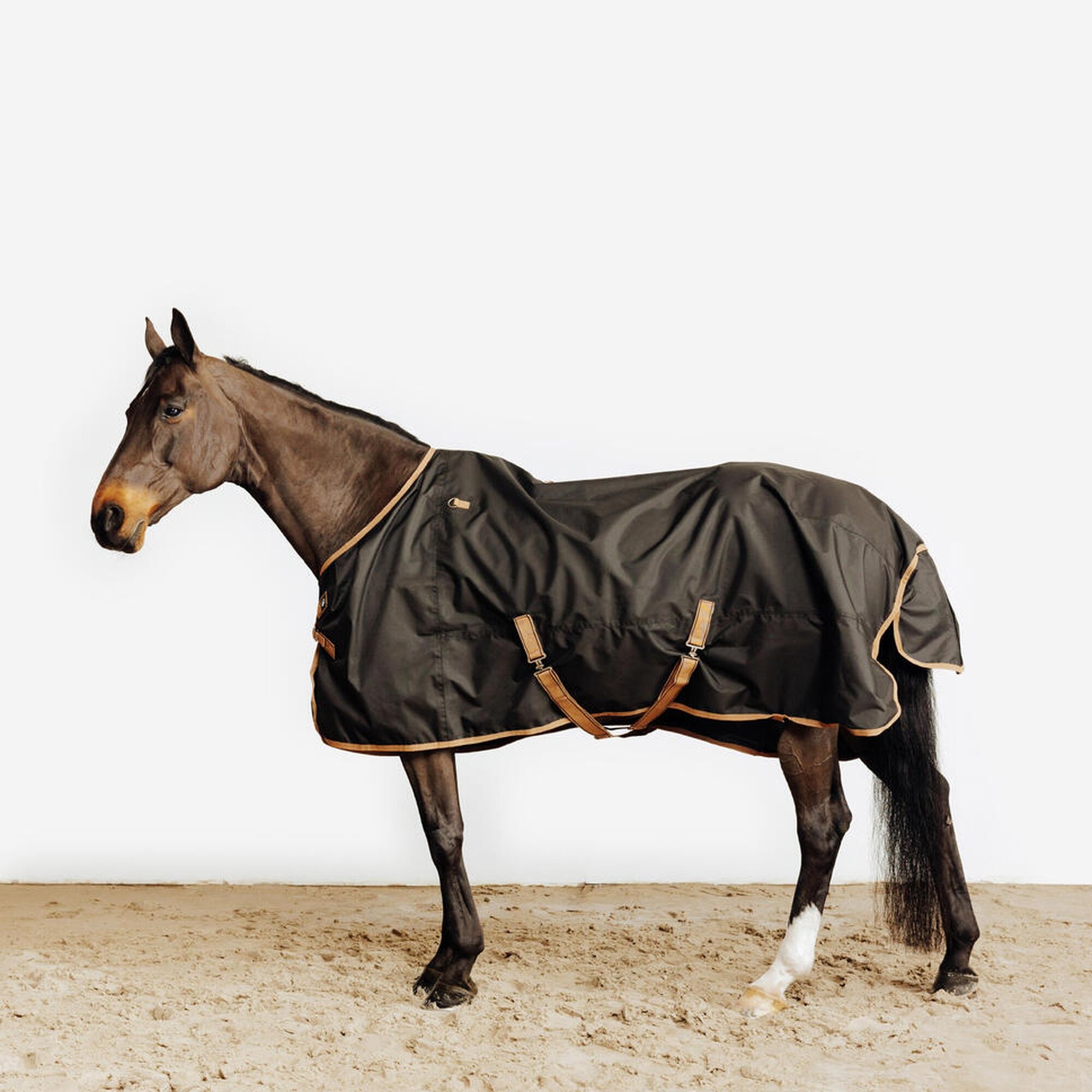 Decathlon Водонепроницаемая попона Fouganza Allweather, 125 см, цвет черный, коричневый
