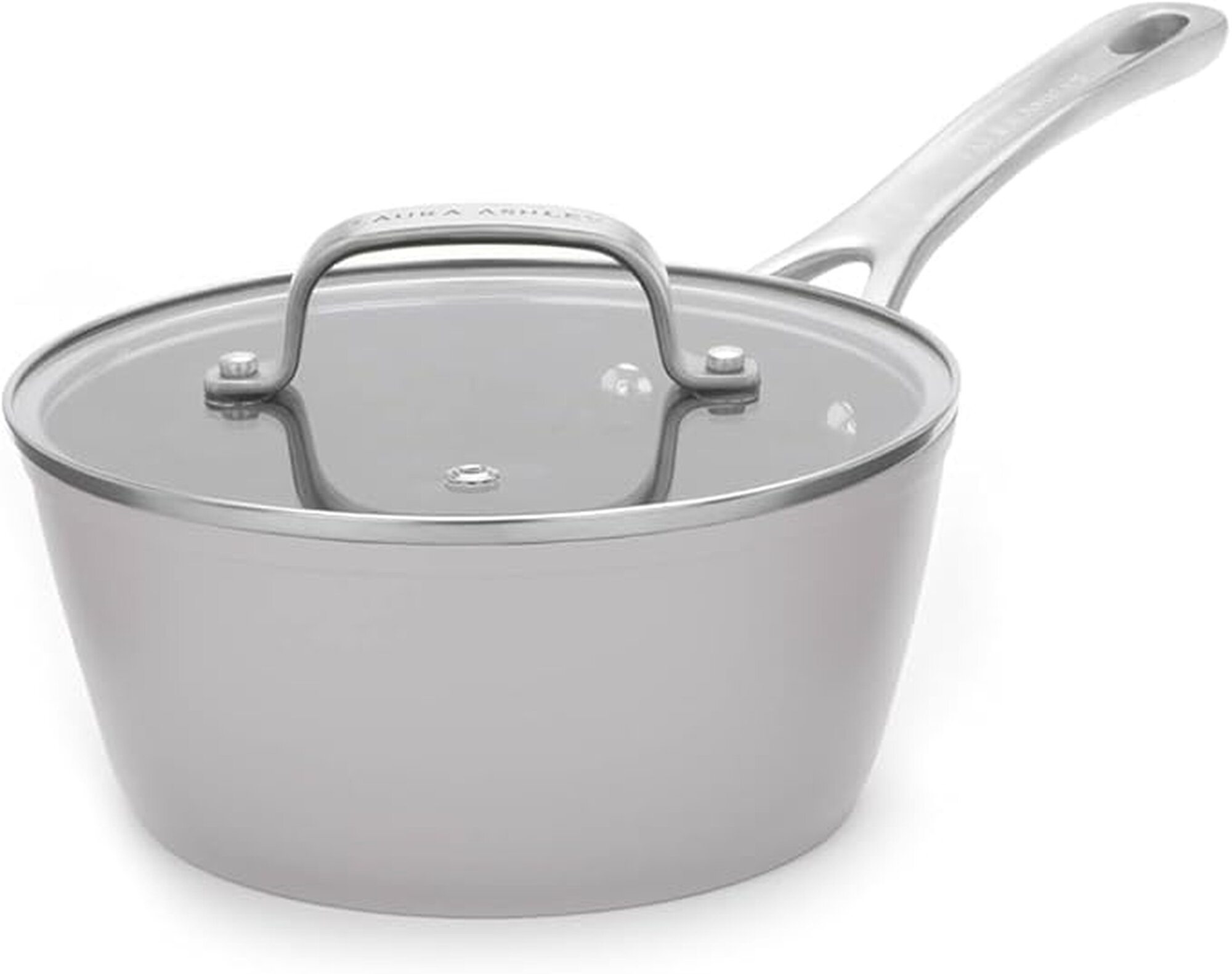 Антипригарная кастрюля Laura Ashley со стеклянной крышкой, 18 см, цвет светло-серый, LA3014