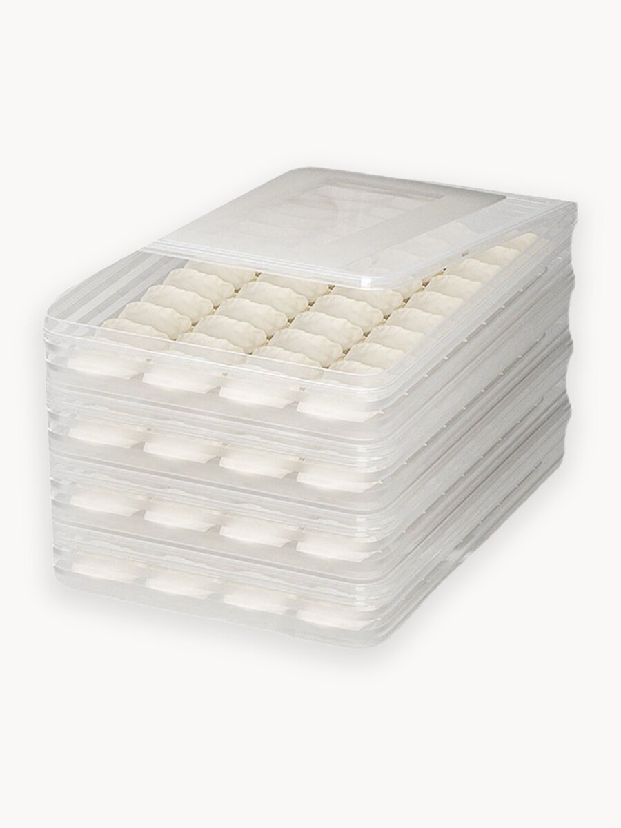 Штабелируемая коробка для пельменей большой емкости в холодильнике, безопасный контейнер для хранения пельменей в посудомоечной машине и морозильной камере для булочек Wontons и многого другого