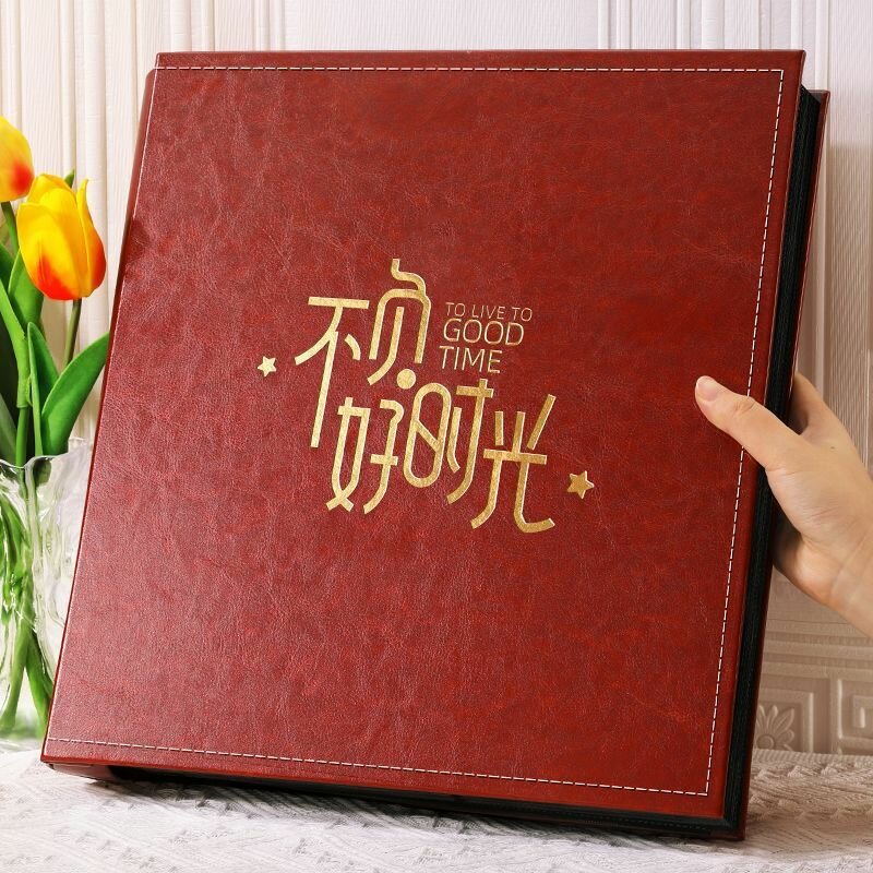 Фотоальбом большой вместимости для пар, семейный фотоальбом, памятный альбом, фотоальбом с проложенными листами, в кожаном переплете.