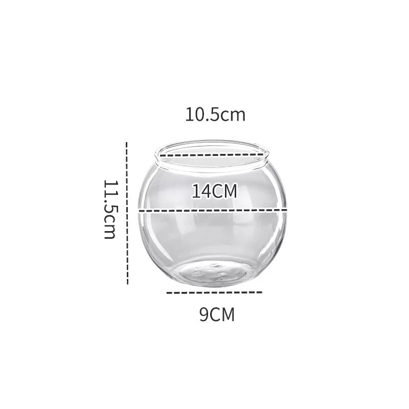 Маленький круглый акриловый настольный аквариум 14x11.5 см компактный для наблюдения золотых рыбок дома