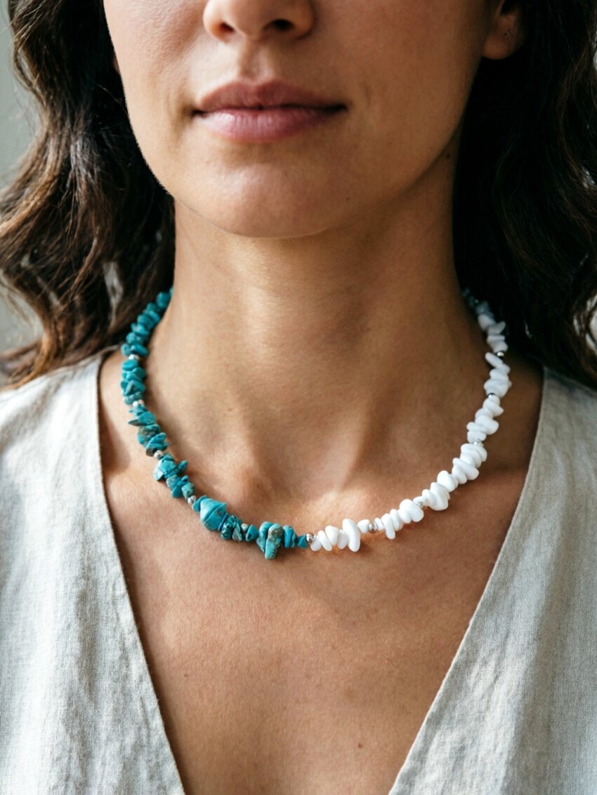 Чокер, бирюза, агат