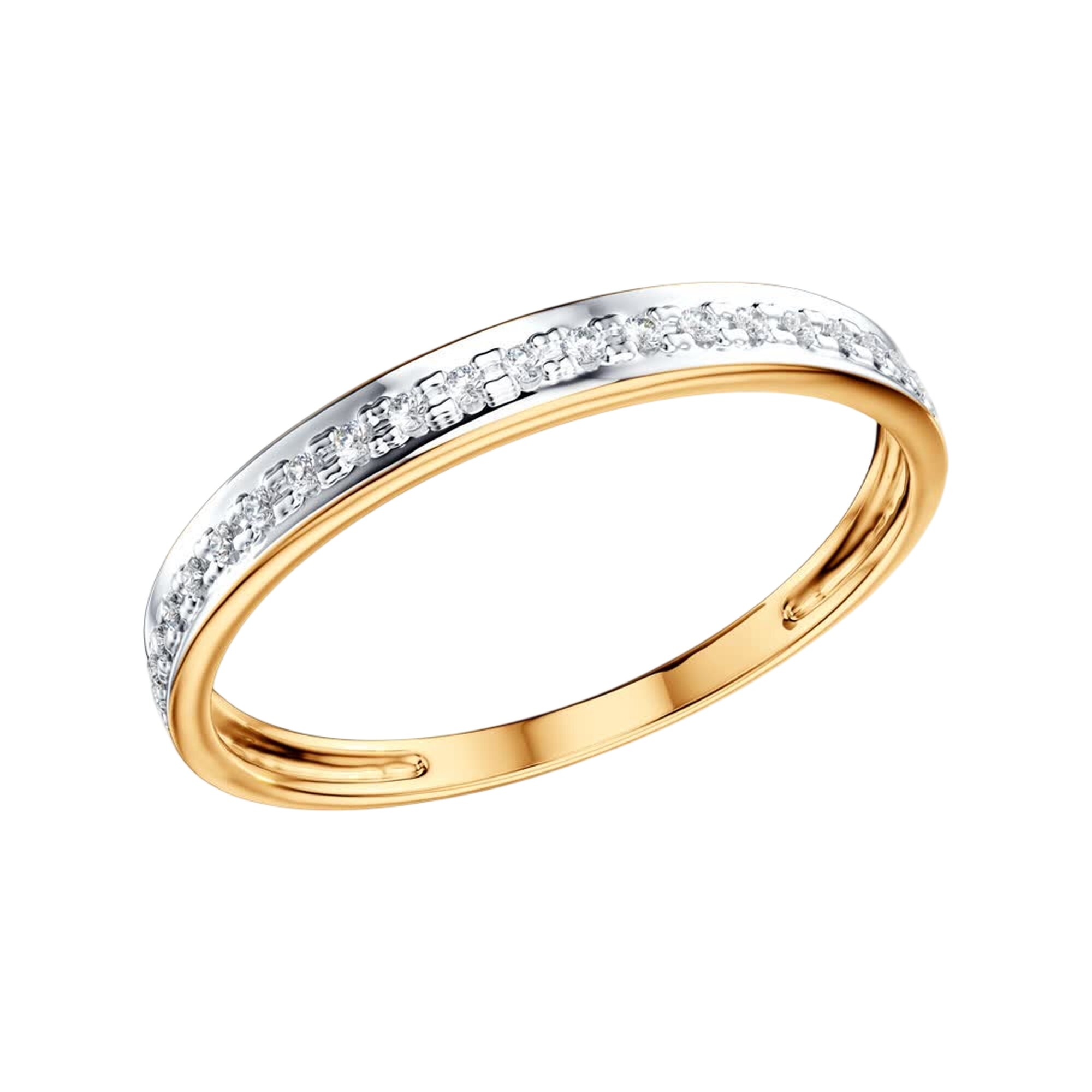 Кольцо обручальное, дорожка, красное золото, 585 проба, бриллиант