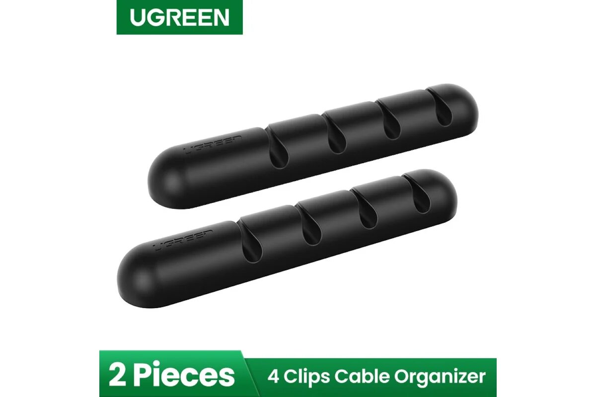 Органайзер для кабелей UGreen LP114, клейкая основа, 4 слота, черный