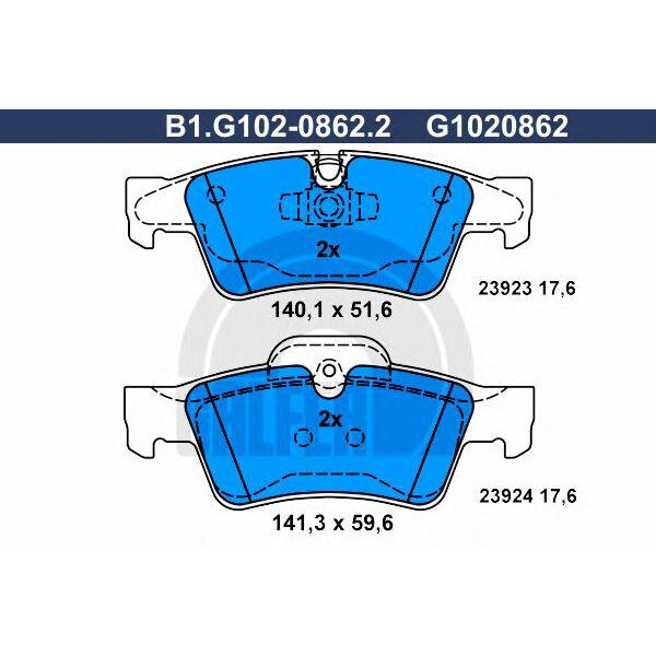 Колодки тормозные к-т дисковый тормоз для автомобиля, GALFER B1. G102-0862.2 (1 шт.)