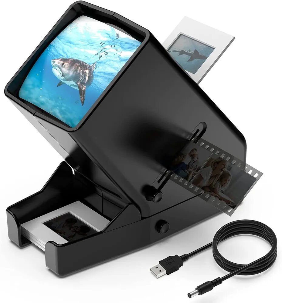 Сканер для слайдов и пленок, черный матовый, USB, для дома