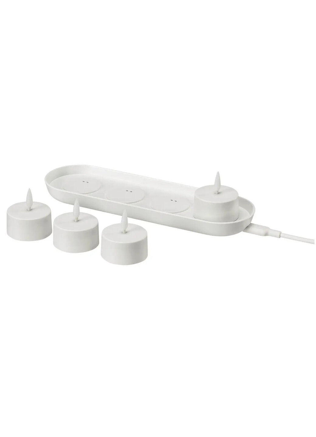 Светодиодные чайные свечи IKEA SKATGÅS с зарядной станцией (платой), 4 шт, белые