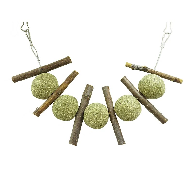Комбо из яблоневого дерева и травяного шара для хомяков - натуральная зубочистая игрушка с питательными лакомствами