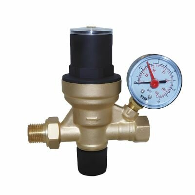 Клапан подпиточный TIM 1/2" (корпус - латунь с манометром)