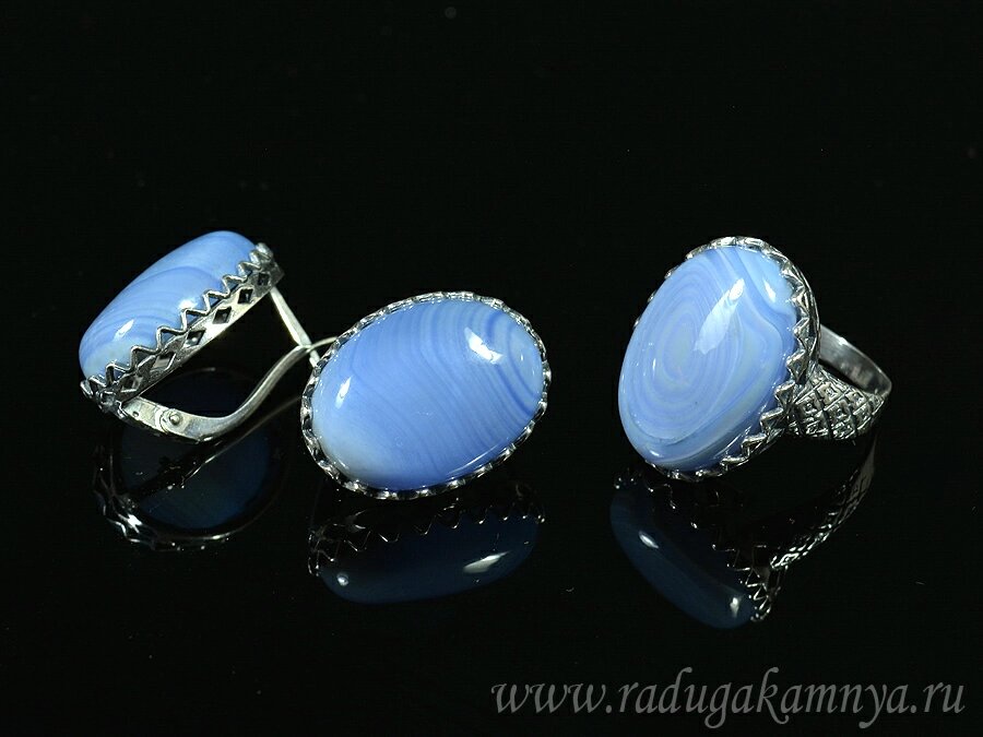 Комплект бижутерии: кольцо, агат