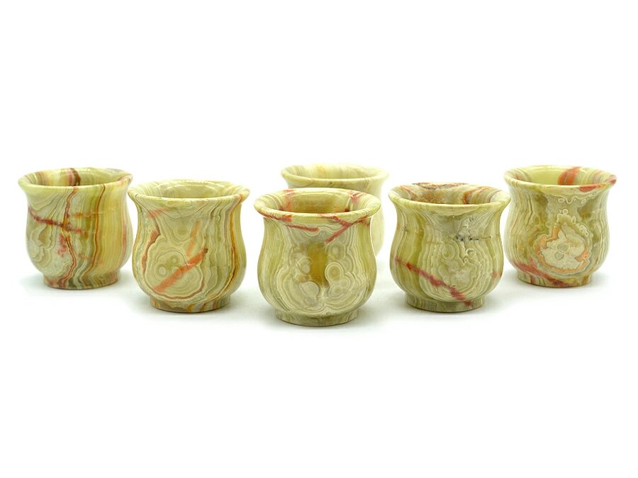 Набор бокалов 70мл из оникса 6 шт 60*60*55мм в бархатной упаковке .