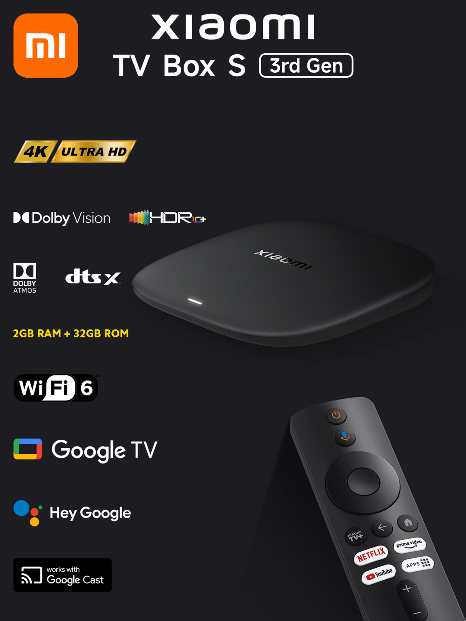 ТВ-приставка Xiaomi Mi TV Box S (3-го поколения) Глобальная версия