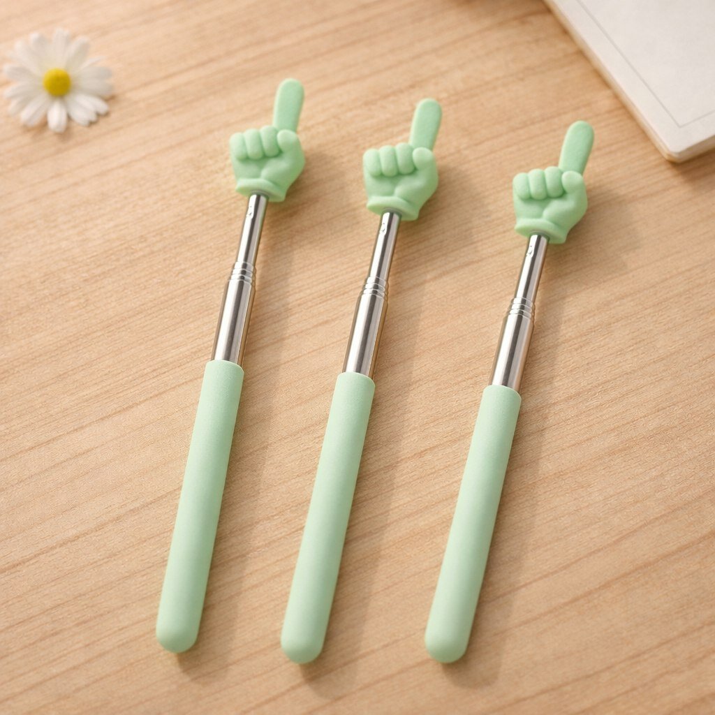 Набор 3 Массажера-чесалки рука с пальцем телескопические зеленые